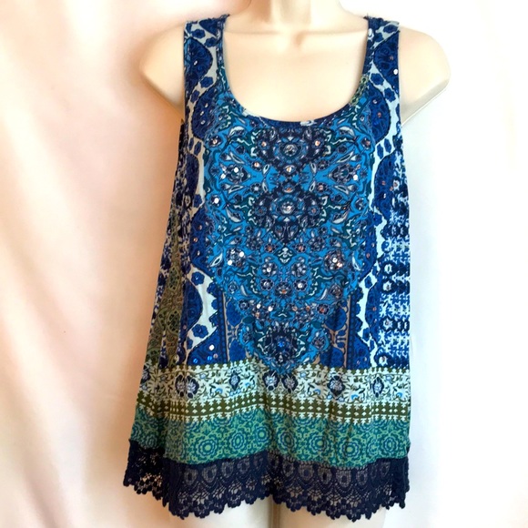 Bila | Tops | Bila Sequin Blue And Green Tank Top | Poshmark